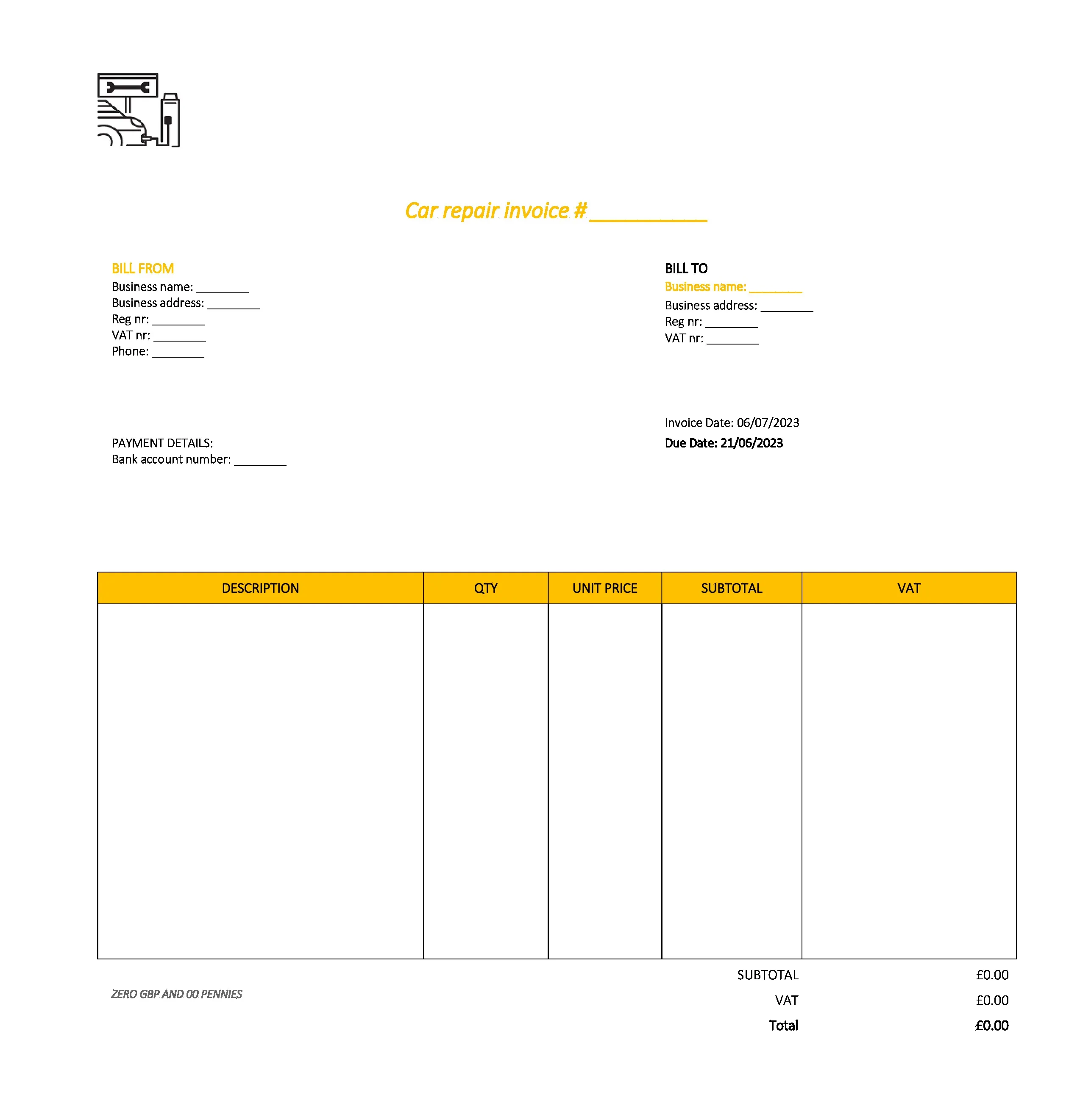 35 Free Car Repair Invoice Templates UK - Word, Excel, PDF, Google docs ...