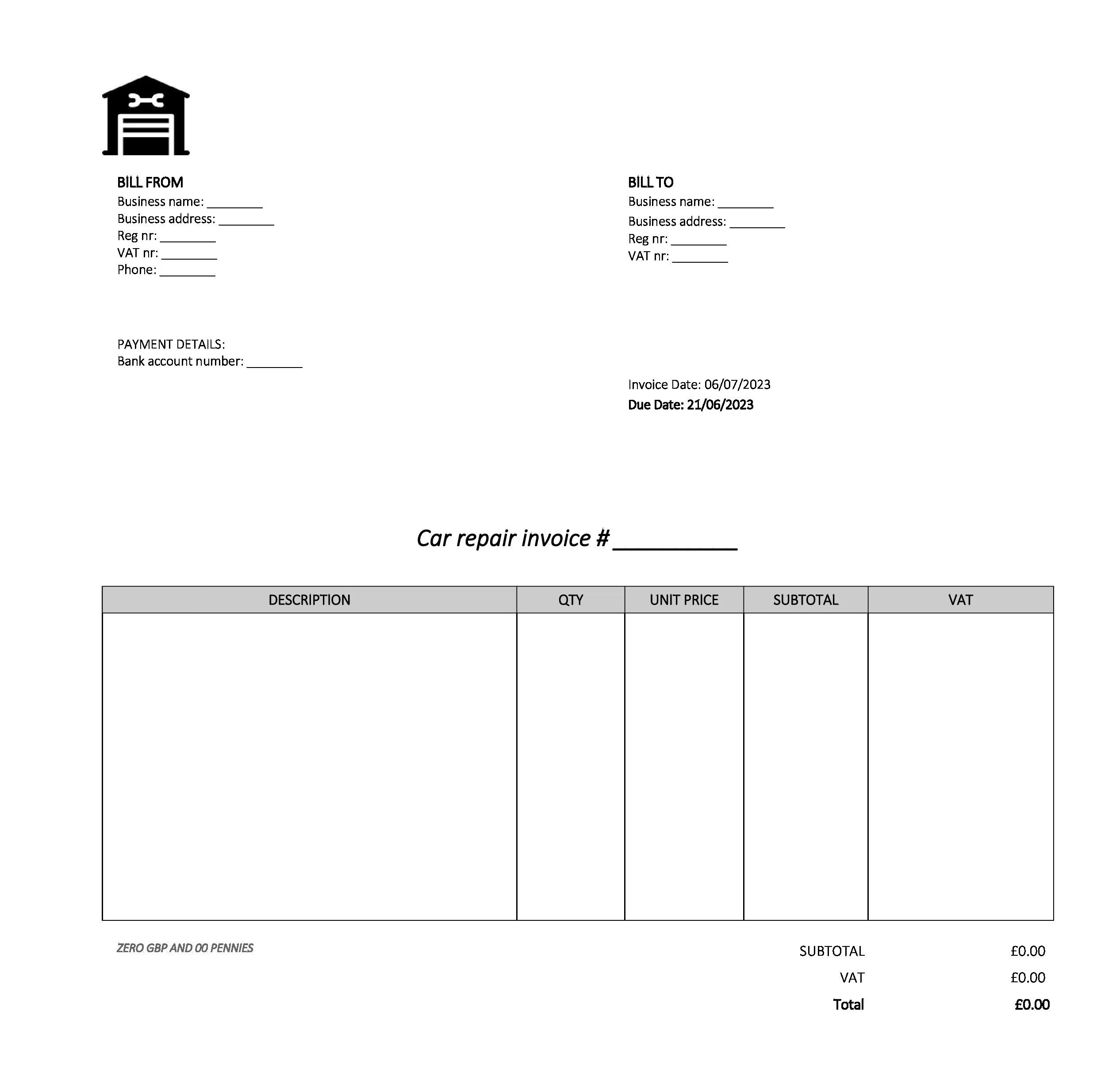 35 Free Car Repair Invoice Templates UK - Word, Excel, PDF, Google docs ...