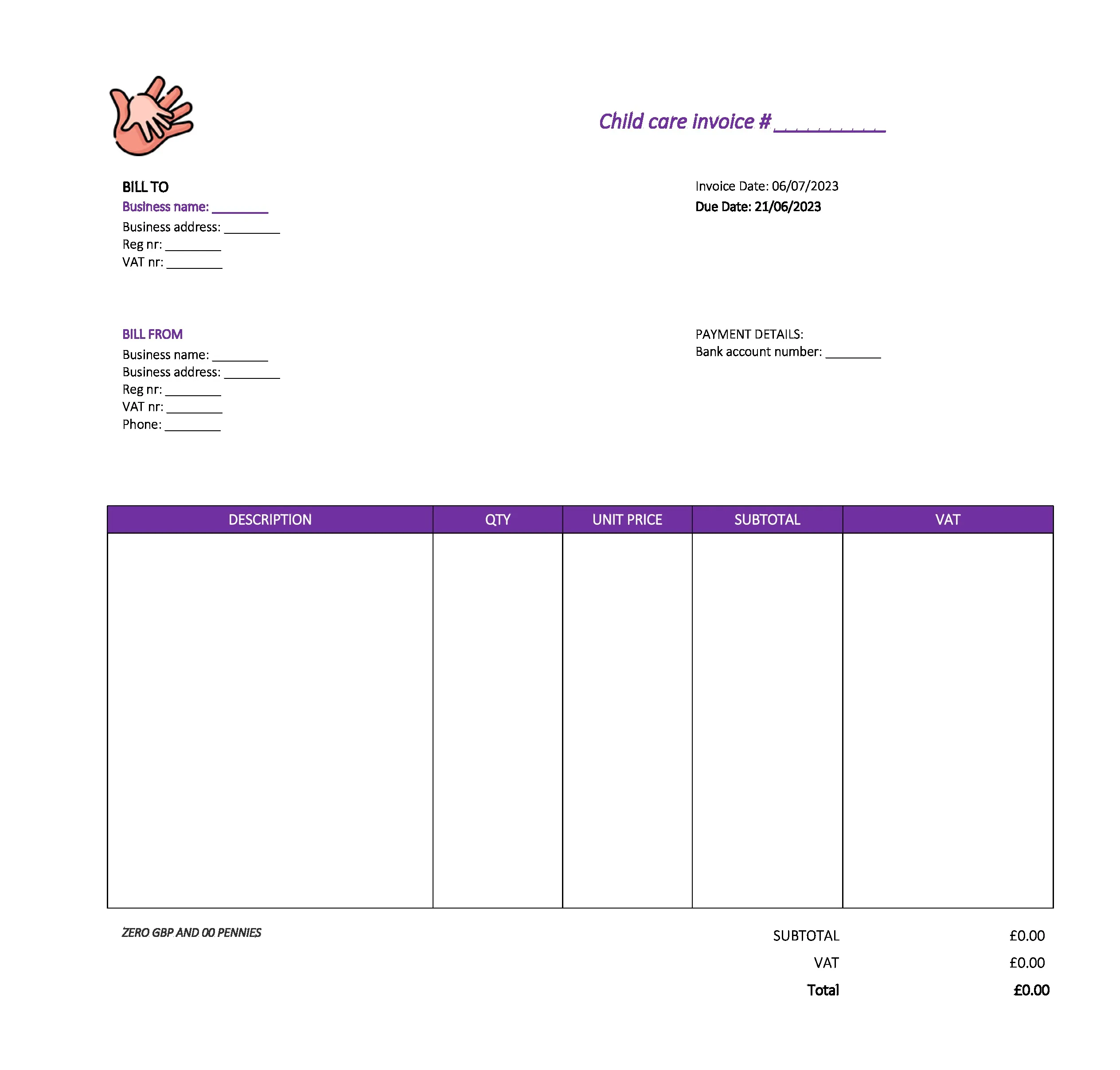 35 Free Child Care Invoice Templates UK - Word, Excel, PDF, Google docs ...