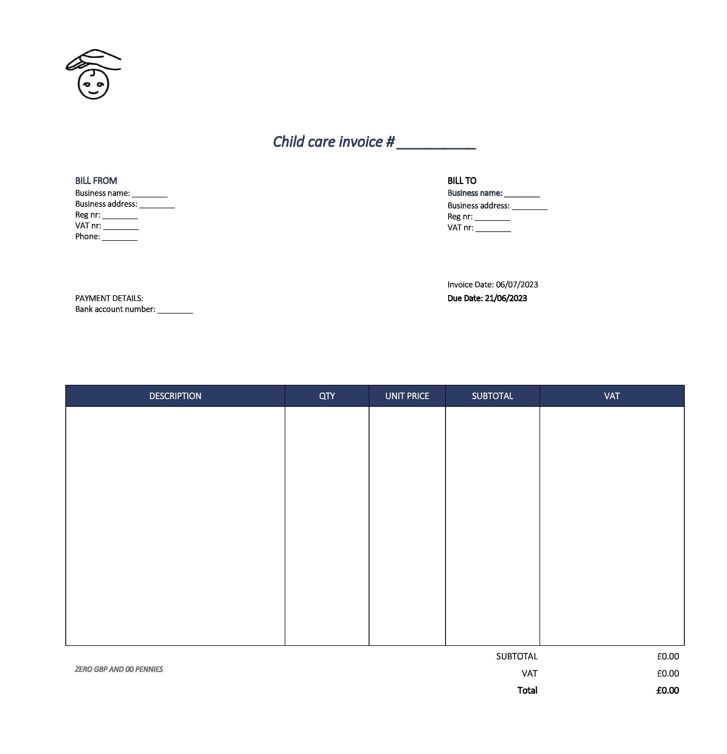 35 Free Child Care Invoice Templates UK - Word, Excel, PDF, Google docs ...