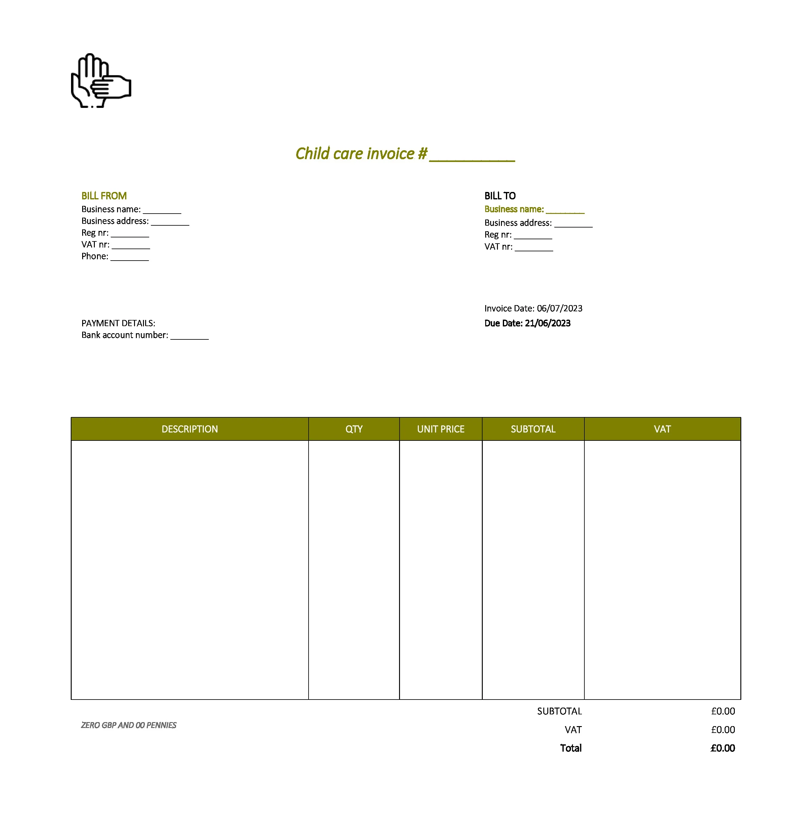 35 Free Child Care Invoice Templates UK - Word, Excel, PDF, Google docs ...