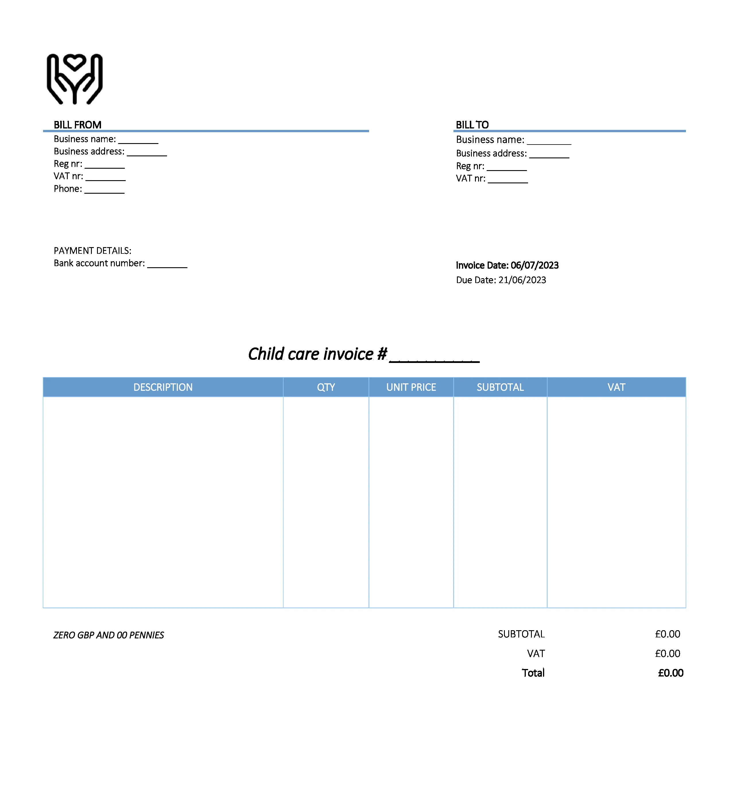35 Free Child Care Invoice Templates UK - Word, Excel, PDF, Google docs ...