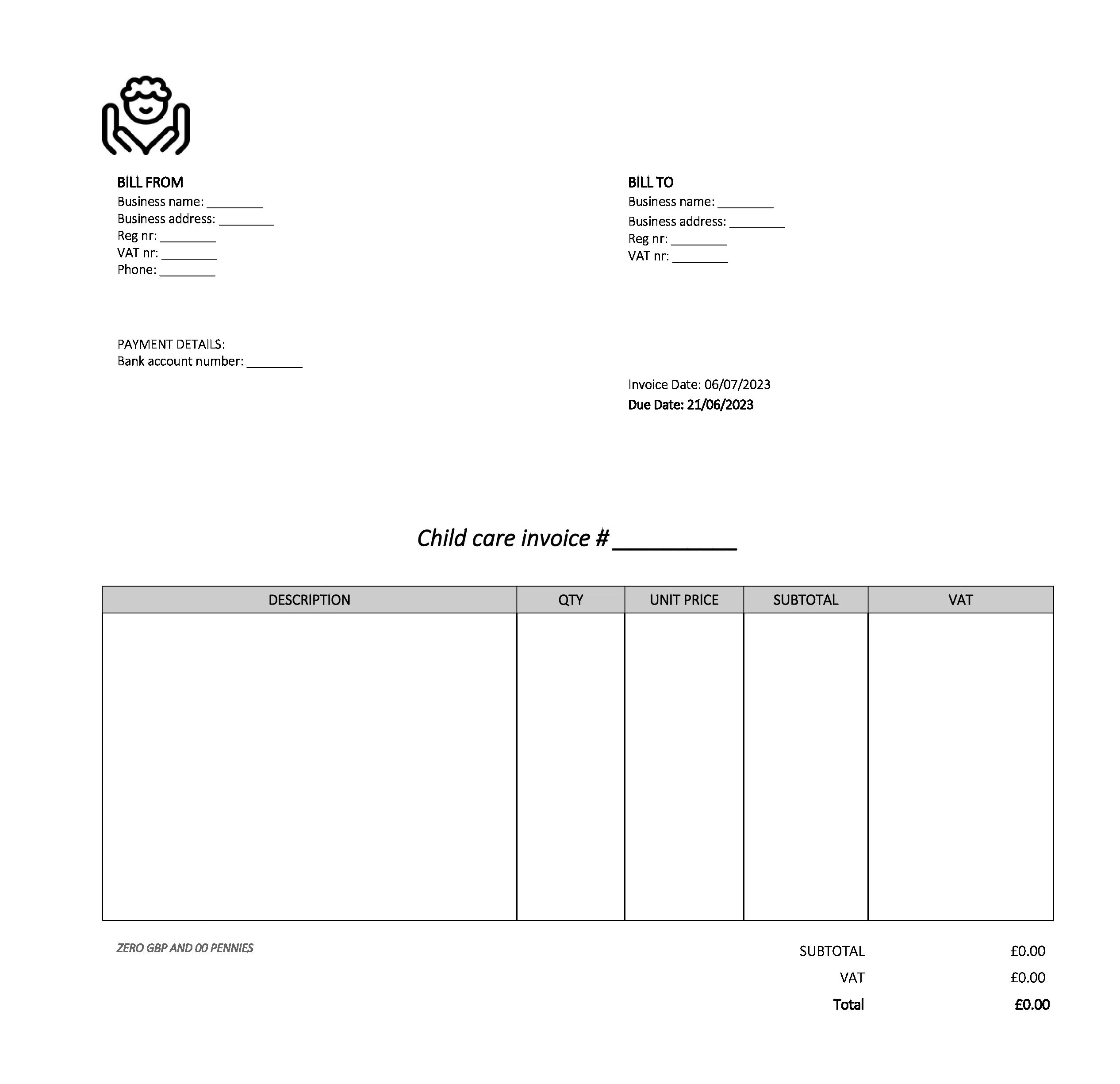 35 Free Child Care Invoice Templates UK - Word, Excel, PDF, Google docs ...