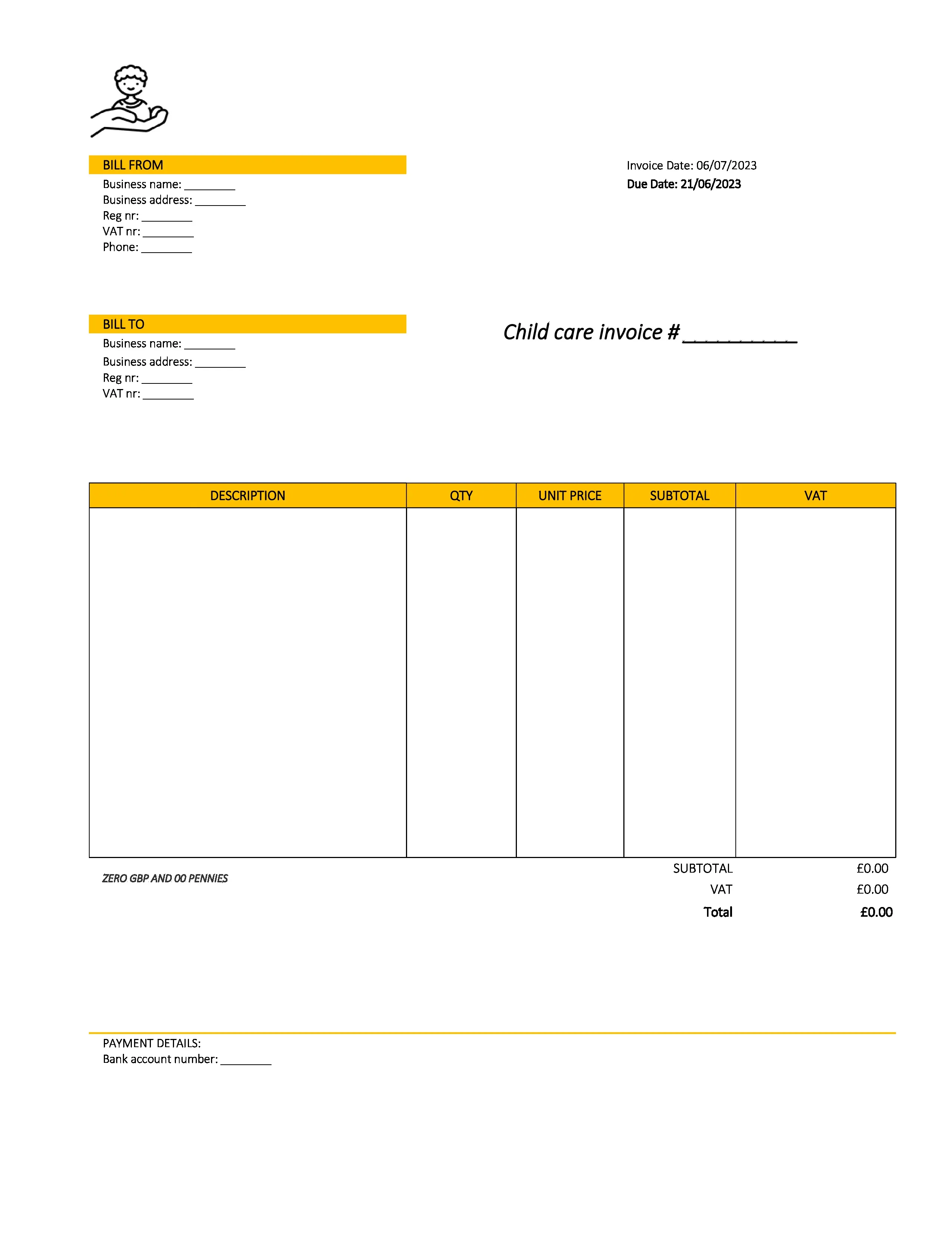 35 Free Child Care Invoice Templates UK - Word, Excel, PDF, Google docs ...