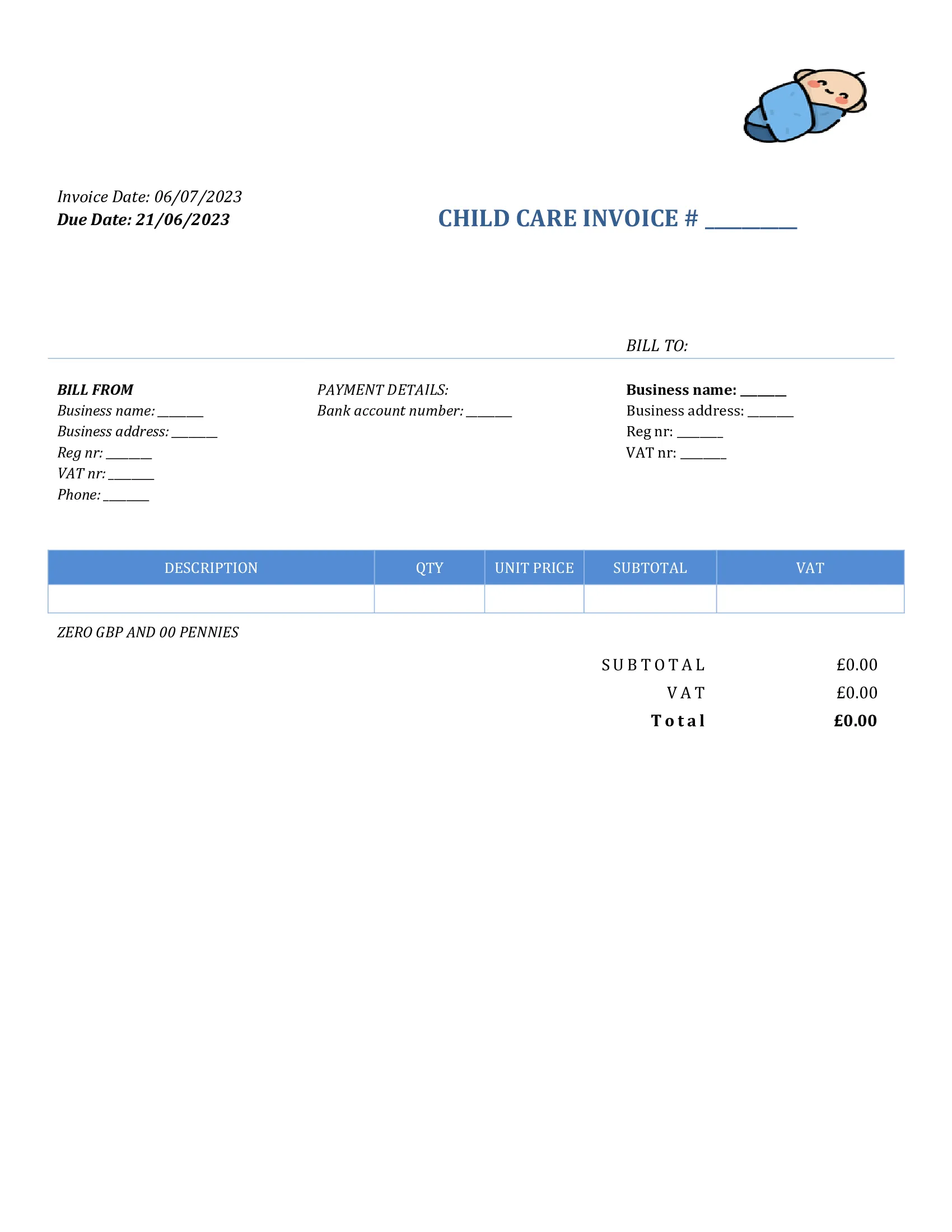 35 Free Child Care Invoice Templates UK Word Excel PDF Google Docs