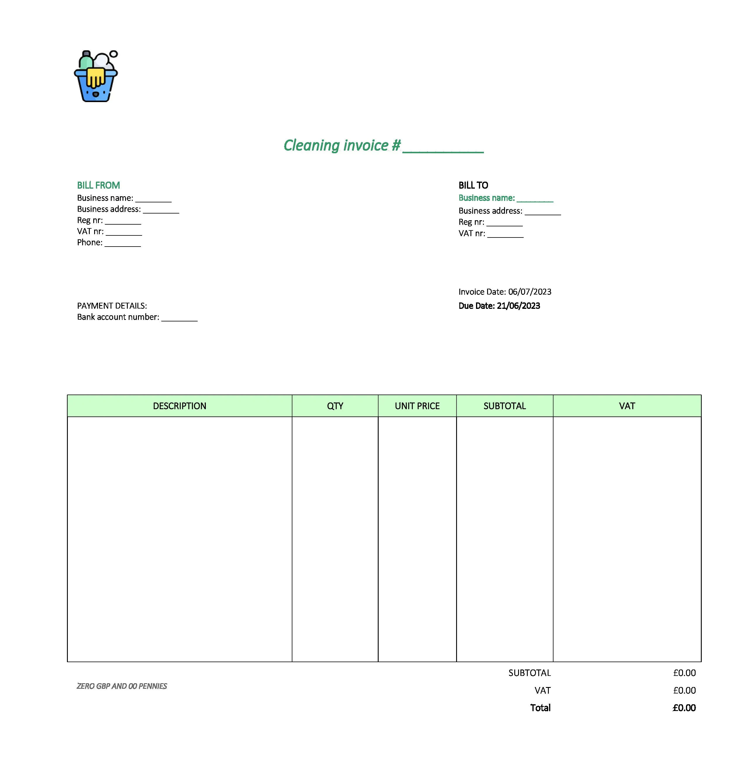 35 Free Cleaning Invoice Templates UK - Word, Excel, PDF, Google docs ...