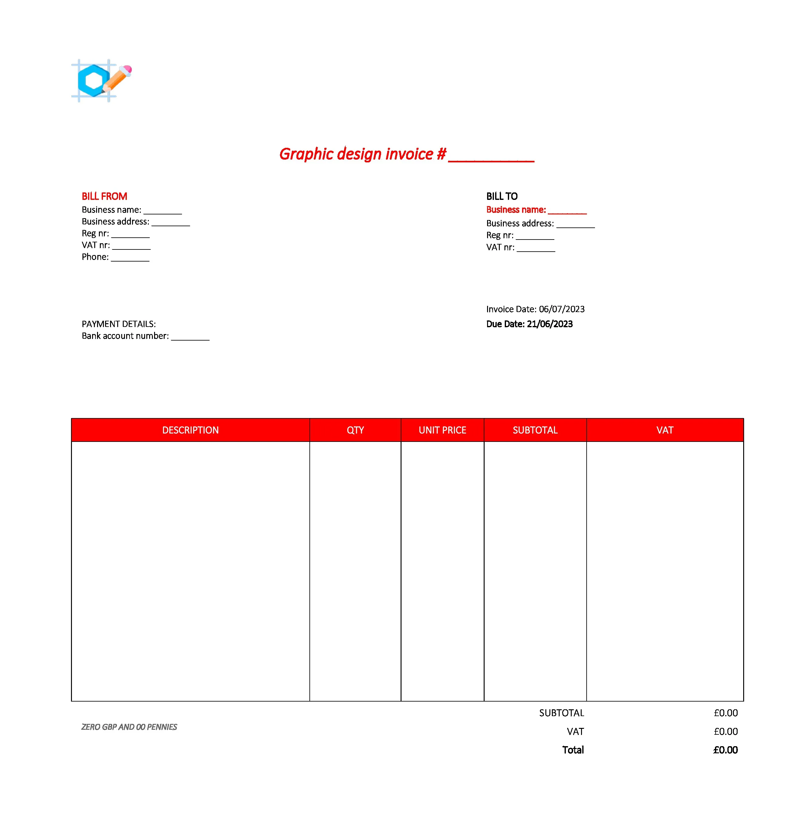 35 Free Graphic Design Invoice Templates UK - Word, Excel, PDF, Google ...
