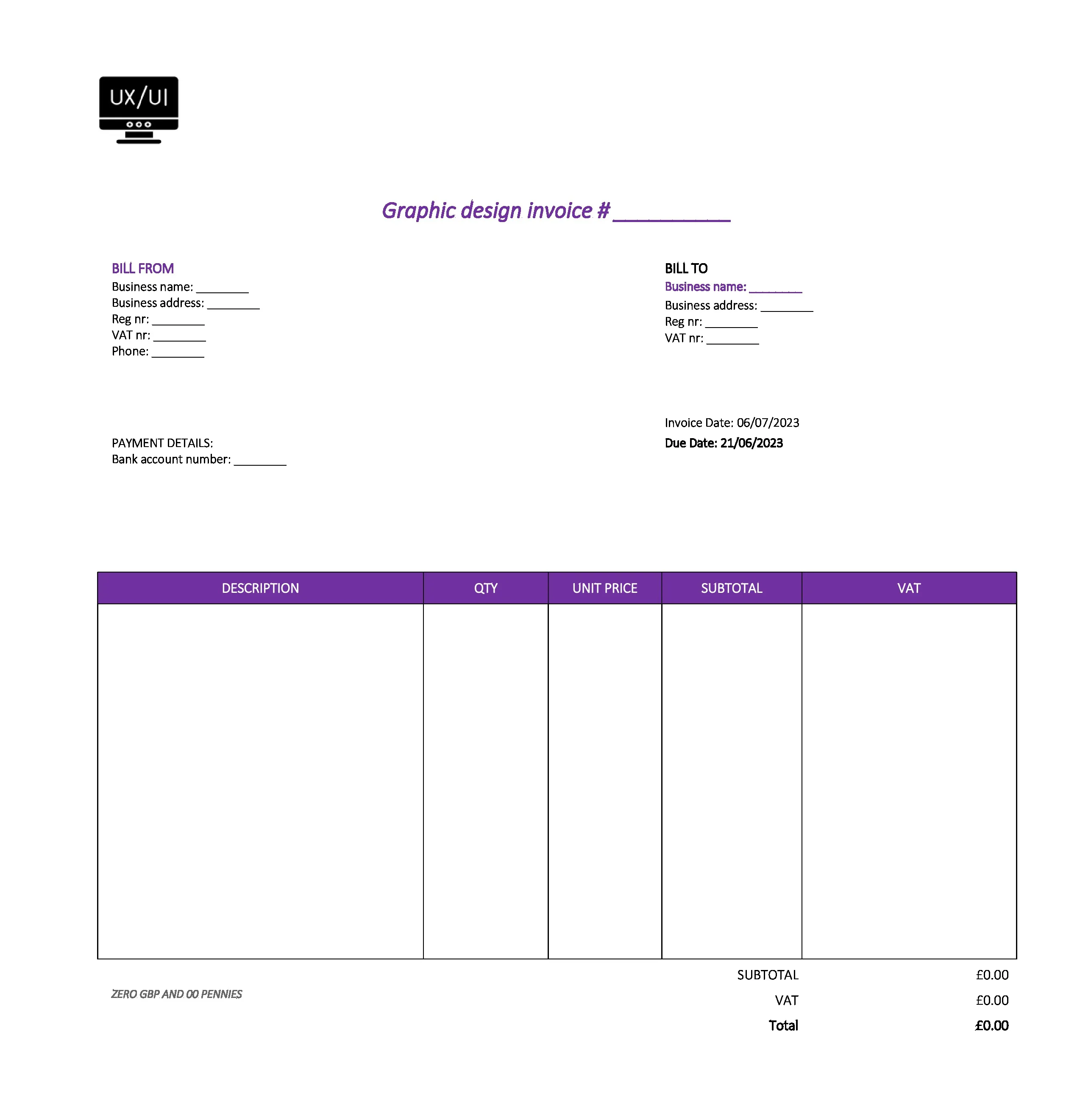 35 Free Graphic Design Invoice Templates UK - Word, Excel, PDF, Google ...
