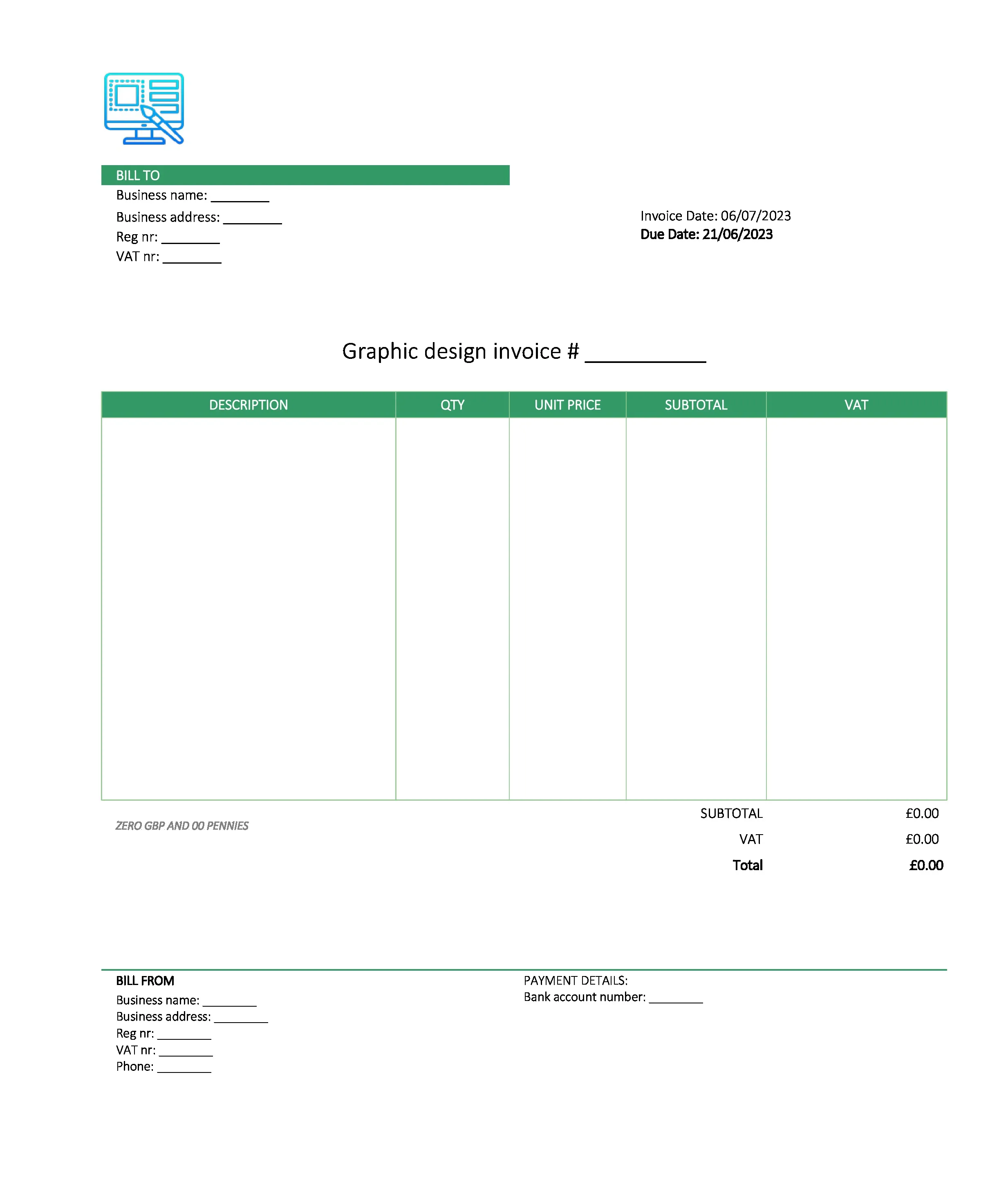 35 Free Graphic Design Invoice Templates UK - Word, Excel, PDF, Google ...
