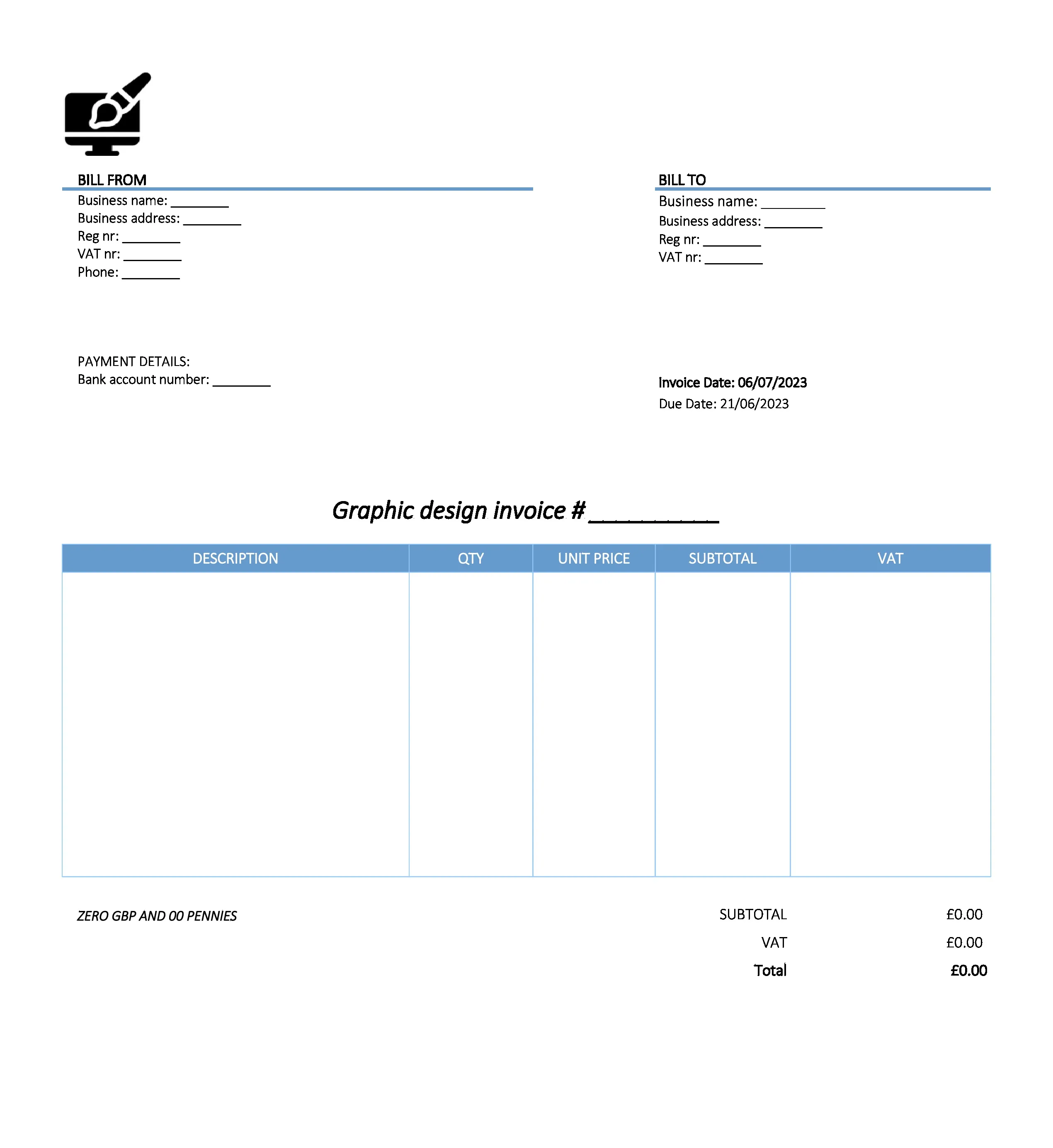 35 Free Graphic Design Invoice Templates UK - Word, Excel, PDF, Google ...