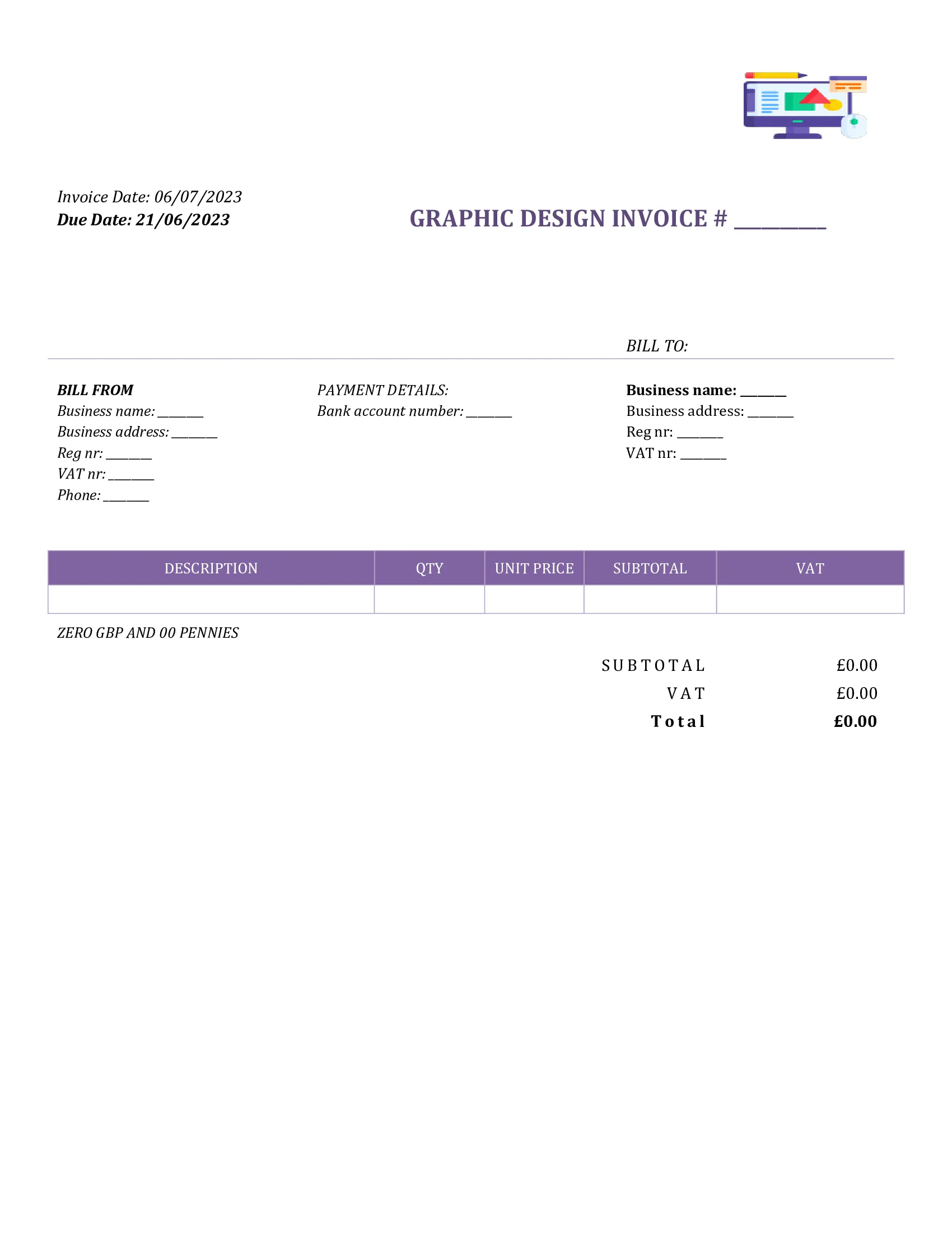 35 Free Graphic Design Invoice Templates UK - Word, Excel, PDF, Google ...